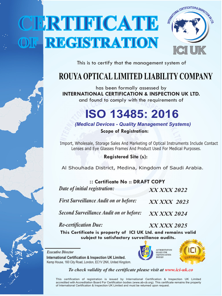 ROUYA OPTICAL LIMITED LIABILITY COMPANY Ici Uk Draft 13485 | PDF