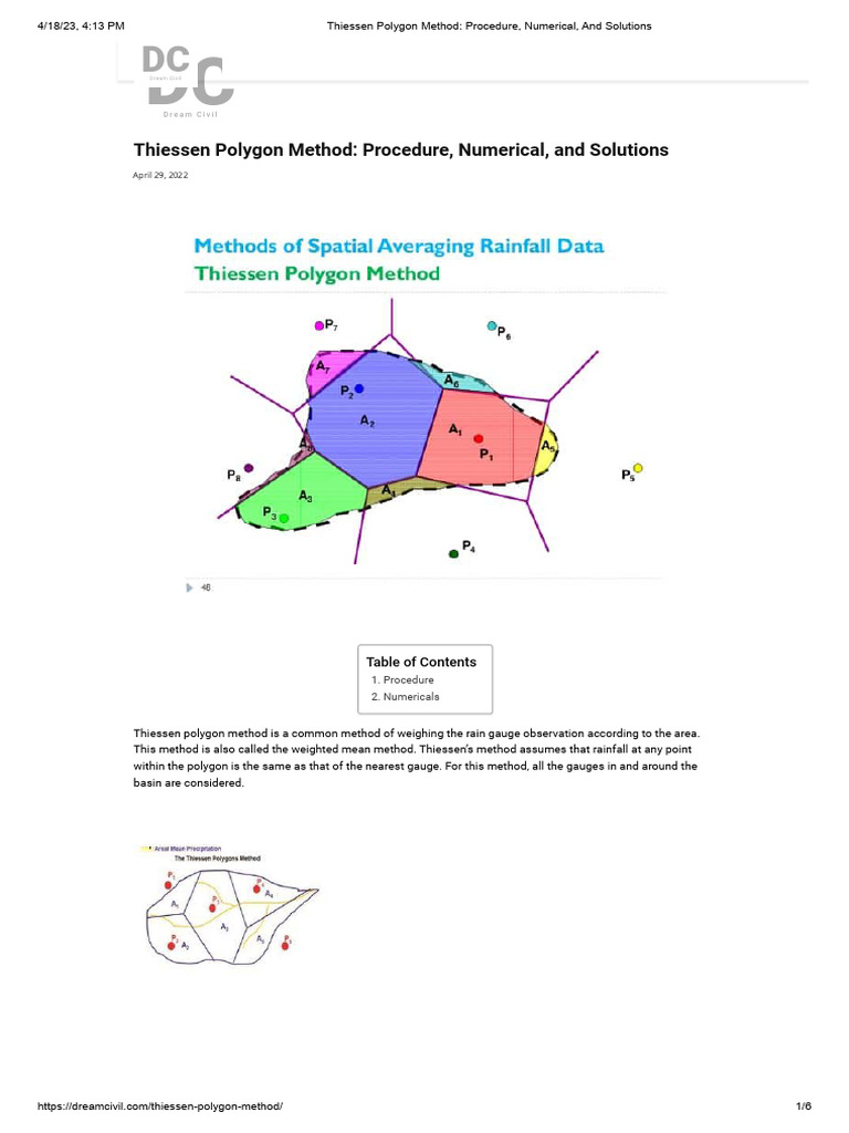 Thiessen Polygon Method - Procedure, Numerical, and Solutions | PDF | Area | Drainage Basin