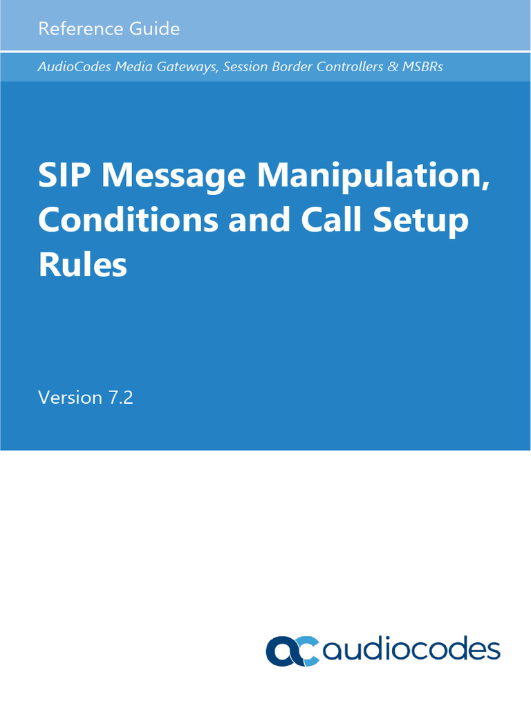 Sip Message Manipulation Reference Guide Ver 72 | Download Free PDF ...