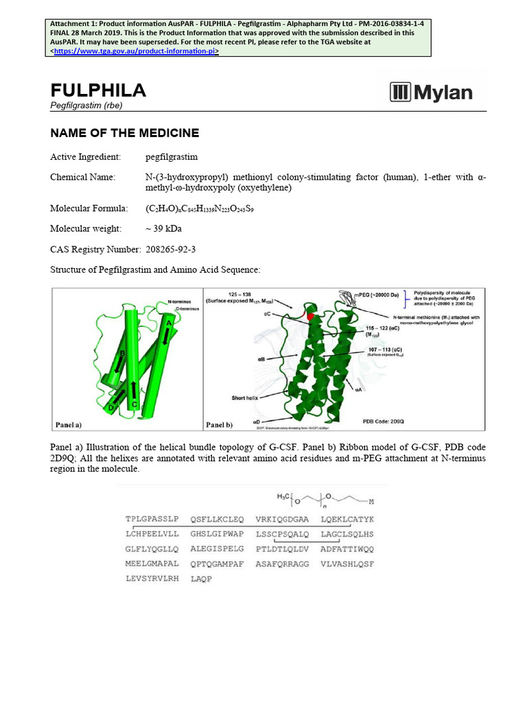 Auspar Pegfilgrastim 190328 Pi | PDF | Chemotherapy | Pregnancy