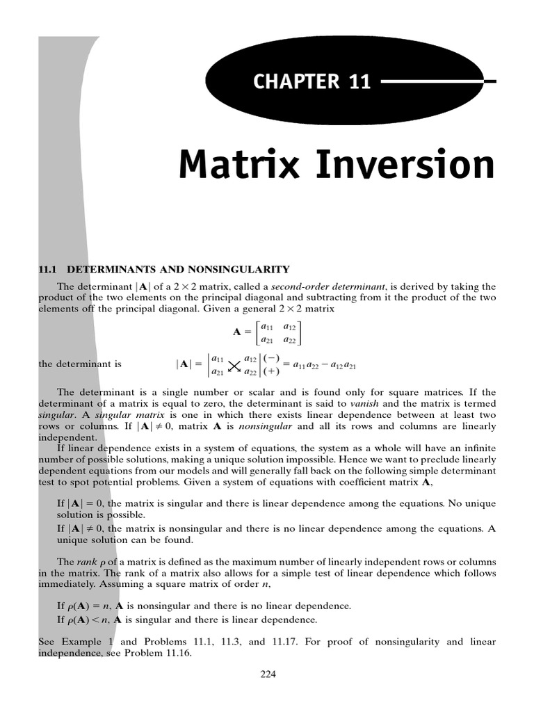 Chapter 11_Matrix Inversion (1) | PDF | Determinant | Matrix (Mathematics)