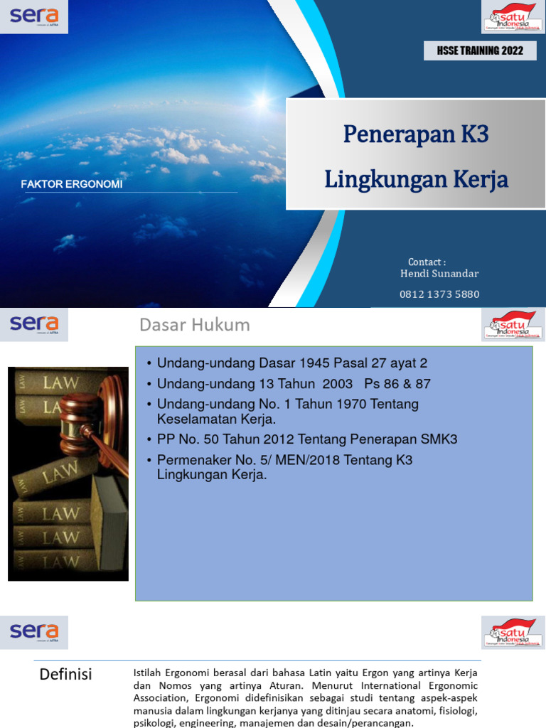Materi Training Ergonomi - K3 Lingkungan Kerja | PDF