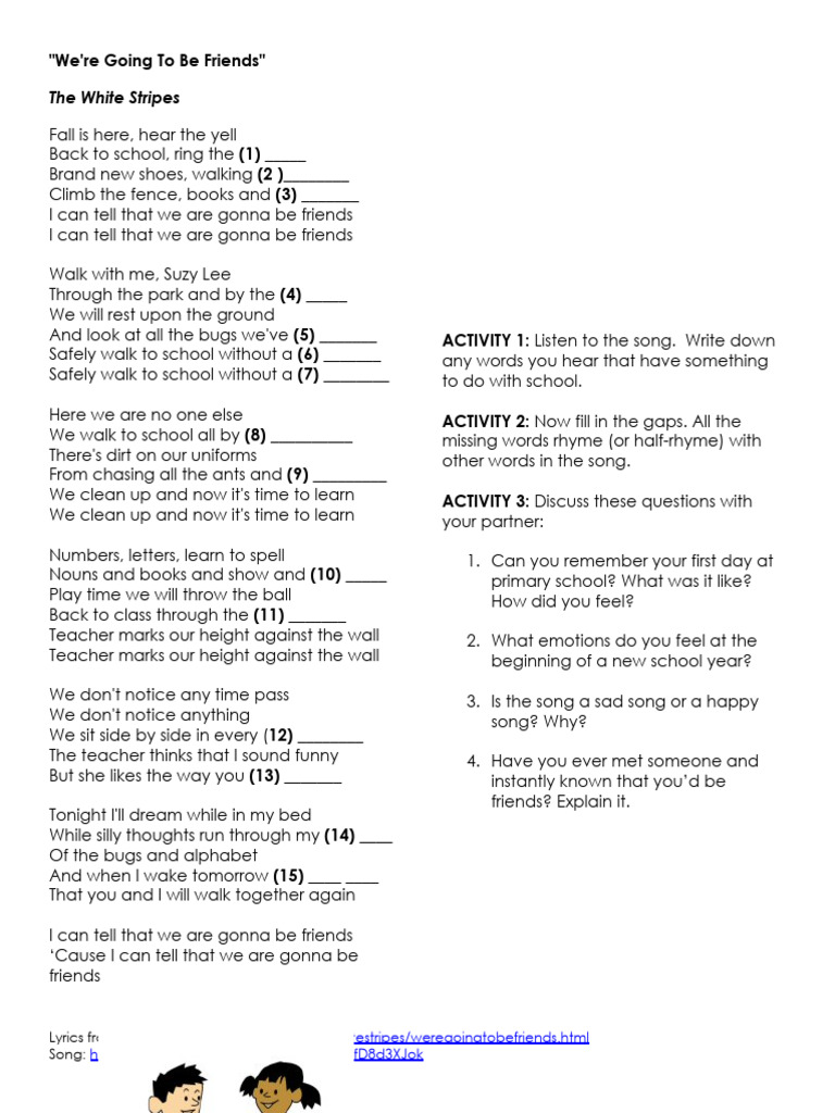 14 - We Are Gonna Be Friends Worksheet | PDF