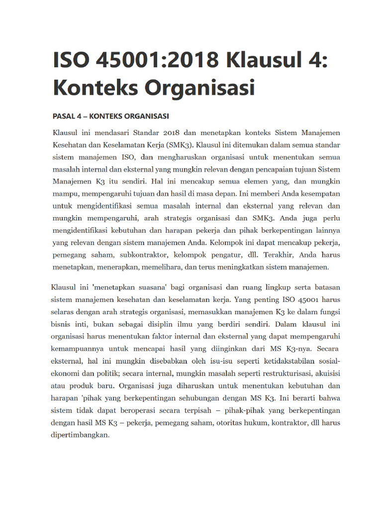 Klausul 4 Konteks Organisasi | PDF