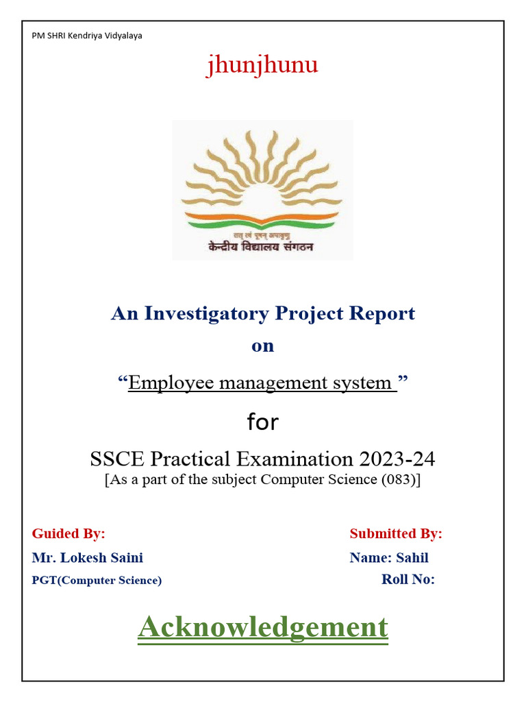 Sahil CS Project | PDF | Computer Science | Software Development