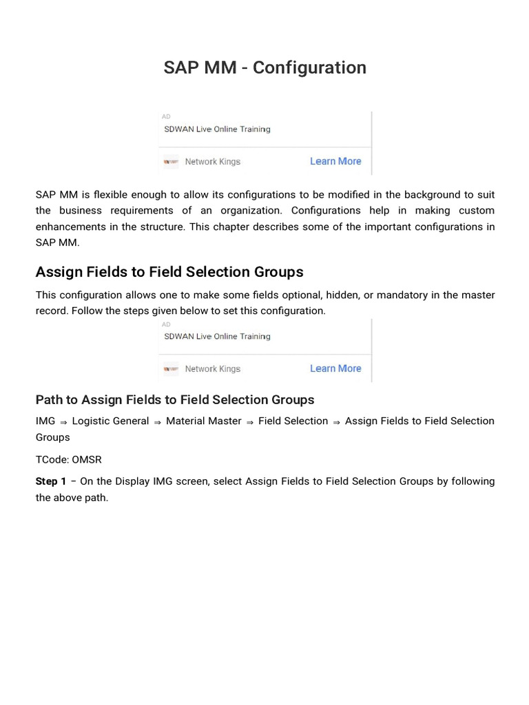 SAP MM - Configuration | PDF | Software | Computer Science
