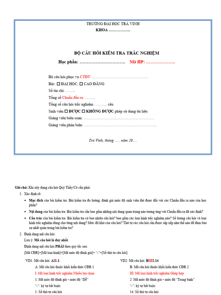 BM02 BO CAU HOI THI TRAC NGHIEM-moi | PDF