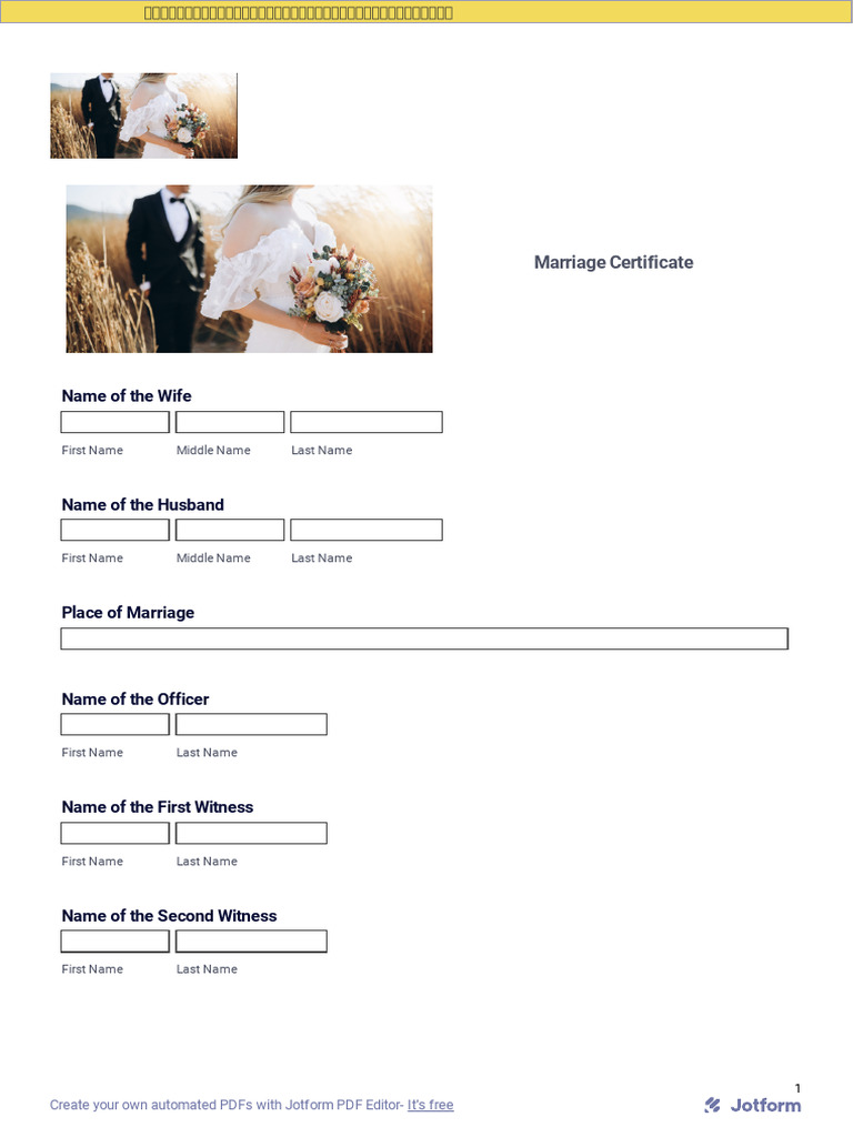 Free Marriage Certificate Form | PDF