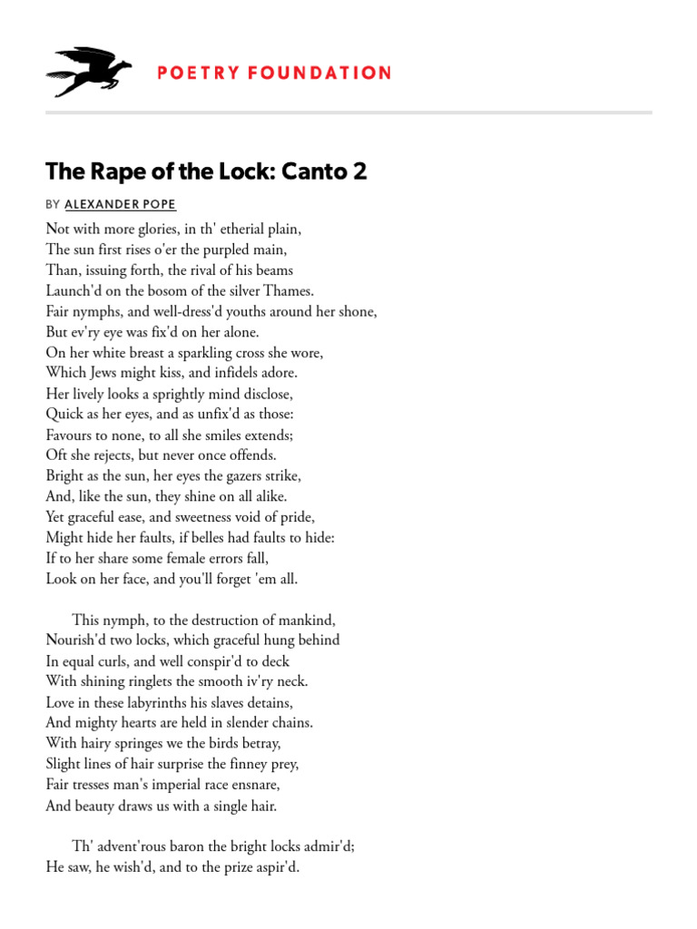The Rape of The Lock - Canto 2 by Alexander Pope - Poetry Foundation | PDF