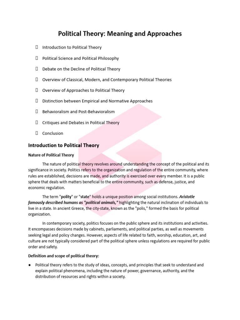Political Theory_ Meaning and Approaches | PDF | Political Philosophy ...