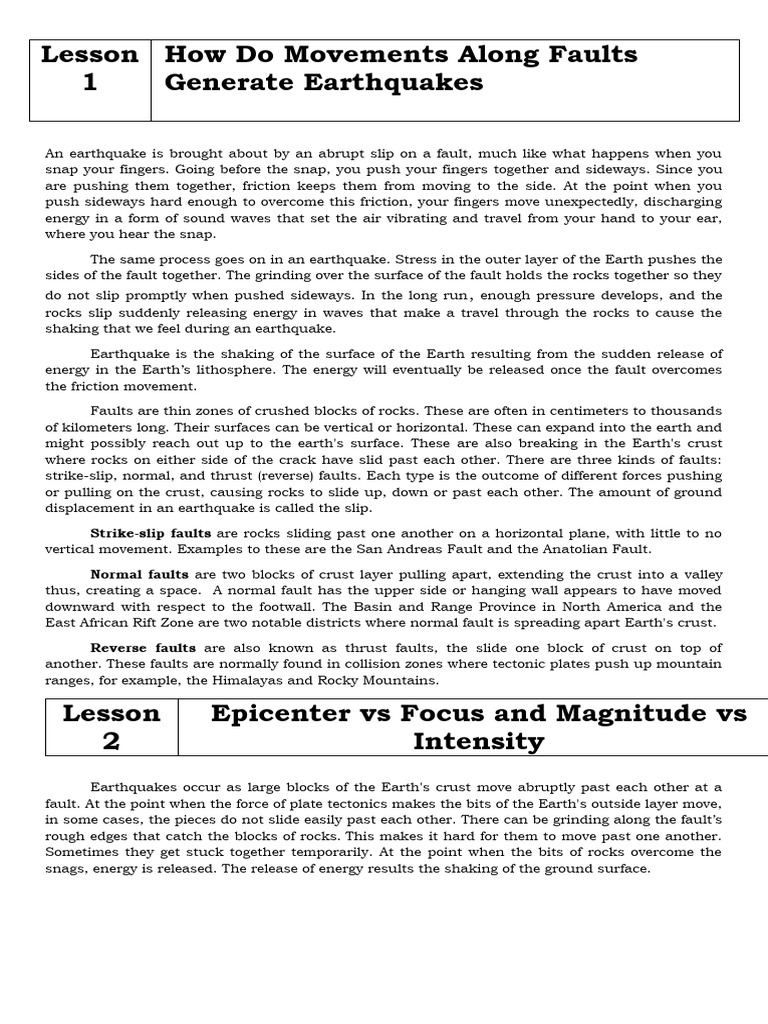 Earthquake-Notes 2 | PDF | Earthquakes | Fault (Geology)