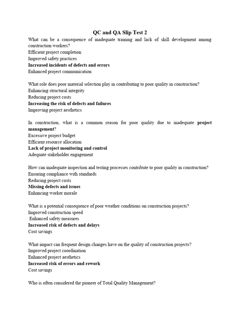 MCQs On QC and QA 2 | PDF