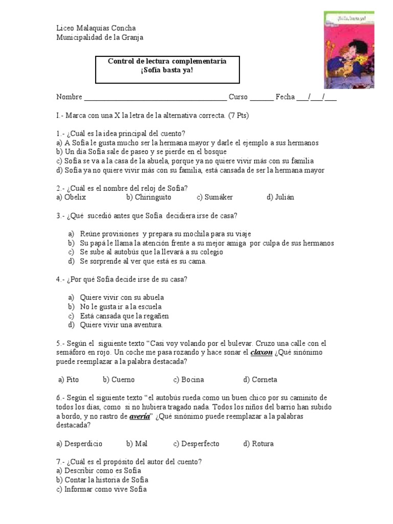 Control de Sofia Basta Ya | PDF | Ocio