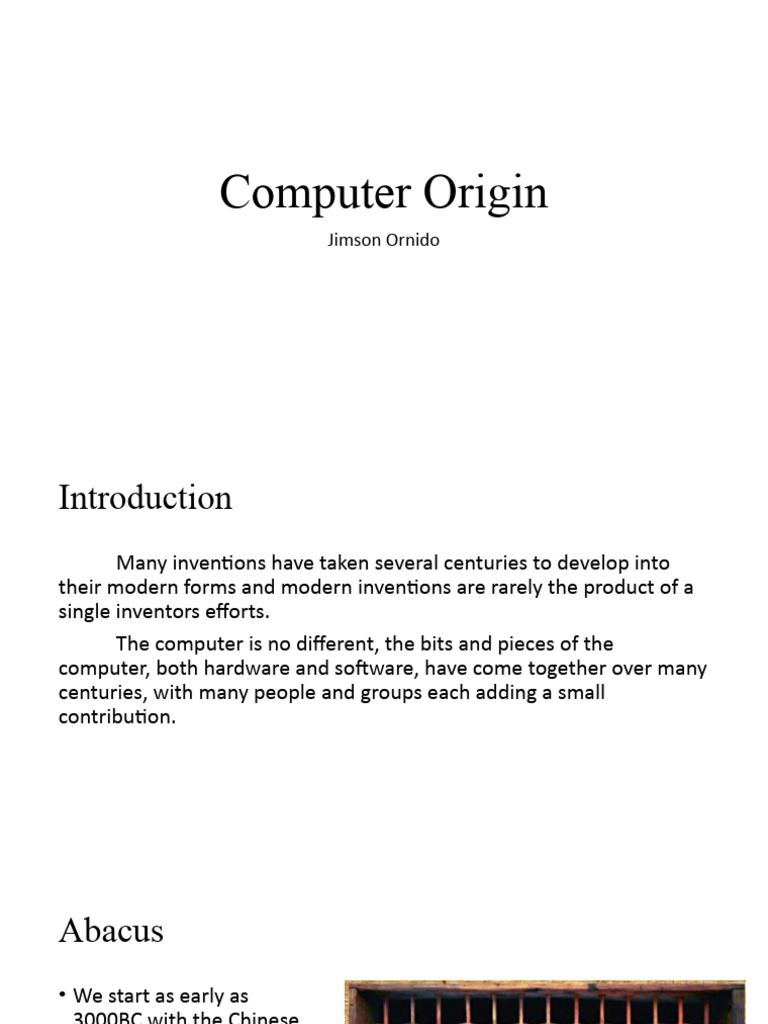 Chapter I. Computer Origin | PDF