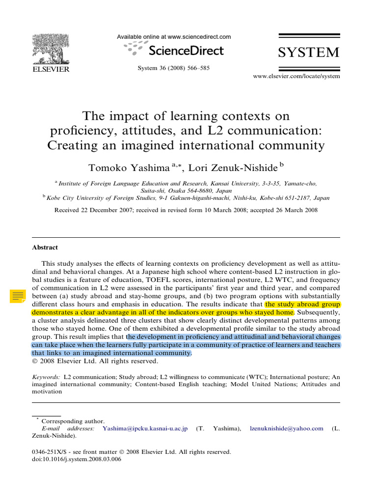 The Impact Of Learning Contexts On Proficiency Attitudes And L2