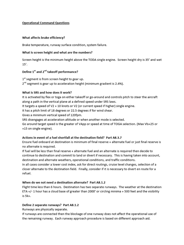 Operational Command Questions | PDF