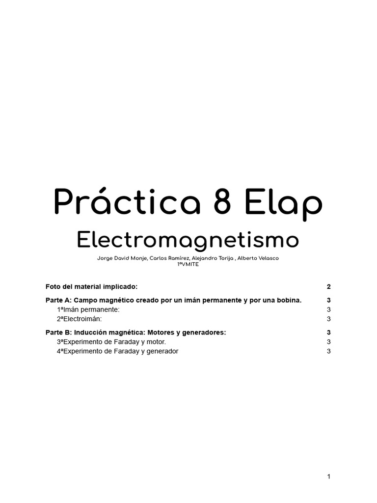 ELAP Práctica 8 | PDF | Generador eléctrico | Motor eléctrico