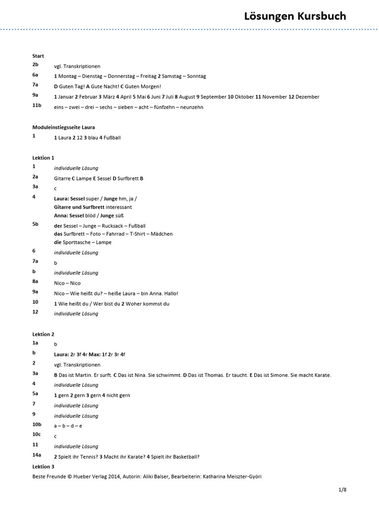 BFR A1 KB Loesungen Hu | PDF