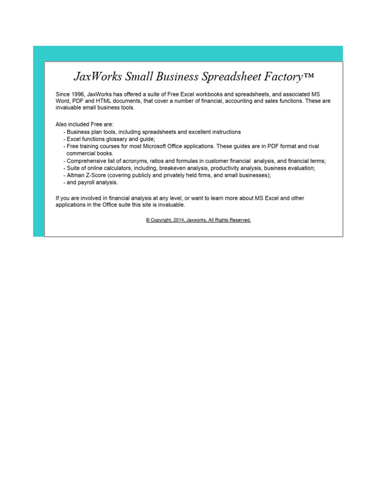 Jaxworks Small Business Spreadsheet Factory | PDF | Textiles | Textile ...