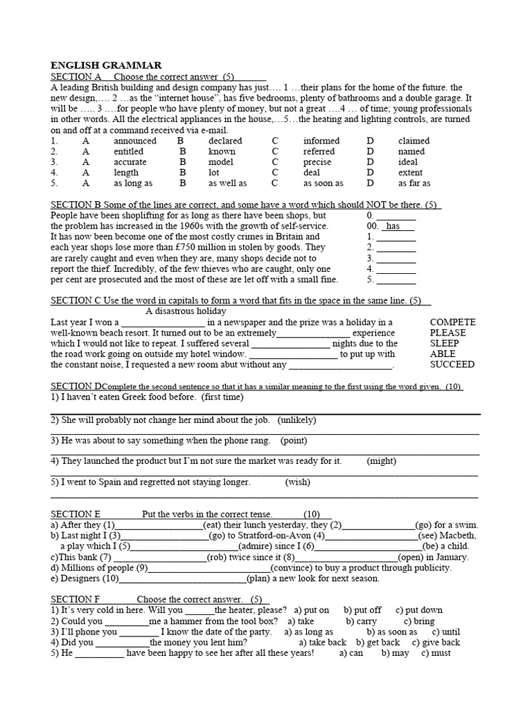 Grammar Exercises | PDF