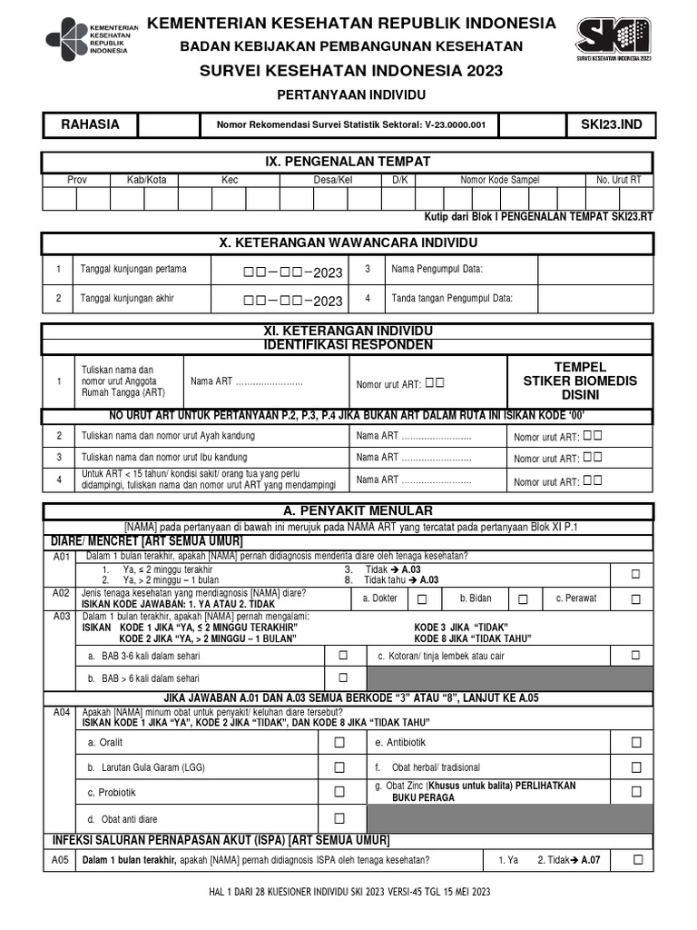 Final Cetak Kuesioner Ski - Individu - Versi 45 150523 | PDF