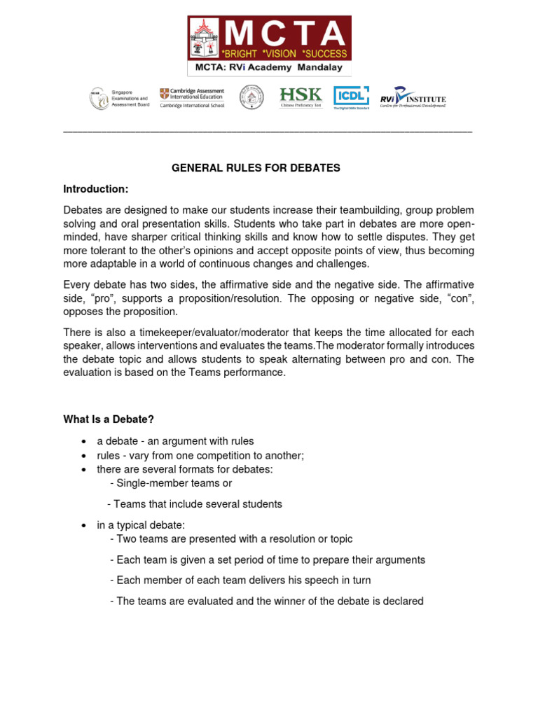 Debate Rules and Preparation Guide | PDF