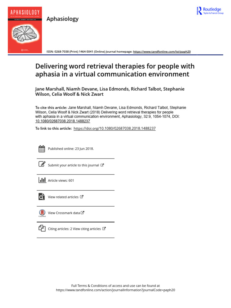 Delivering word retrieval therapies for people with | PDF