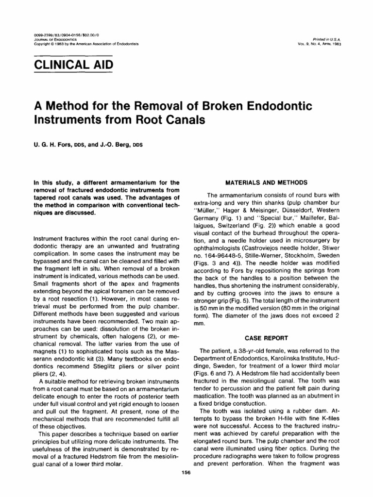 1983-A Method For The Removal of Broken Endodontic Instruments From ...
