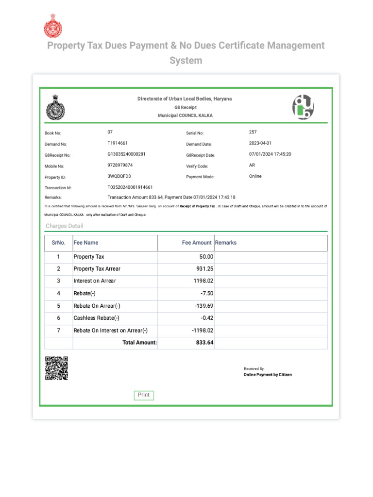 SG Property Tax | PDF | Payments | Cheque