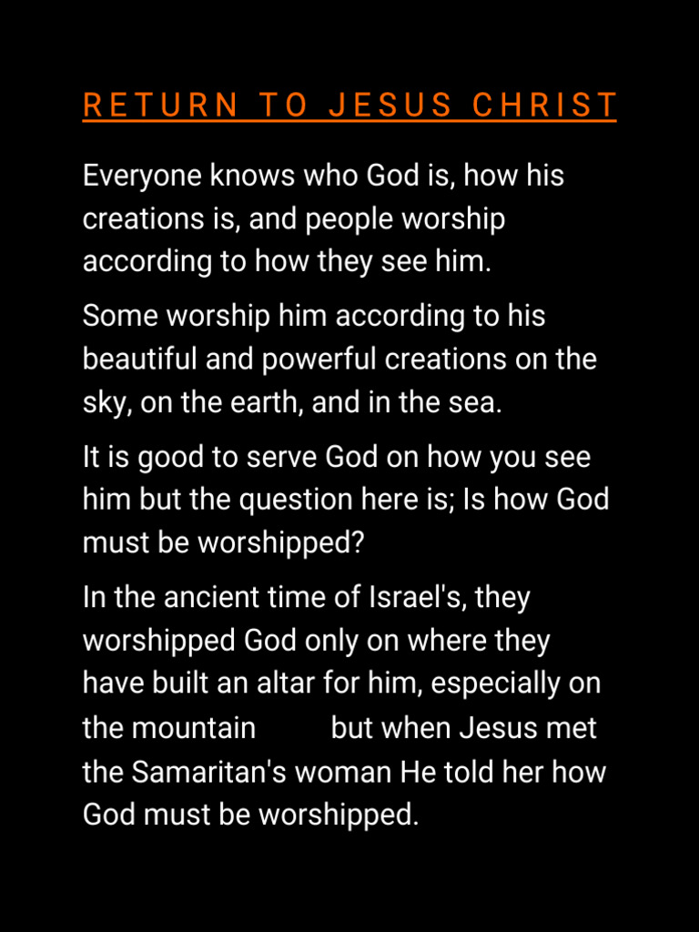 Return To Jesus Christ | PDF