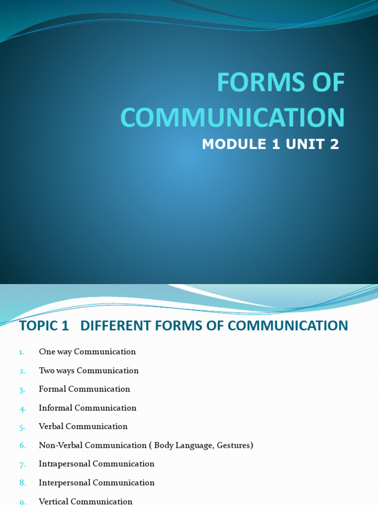 Unit 2 Forms of Communication | PDF | Communication | Psychological Concepts