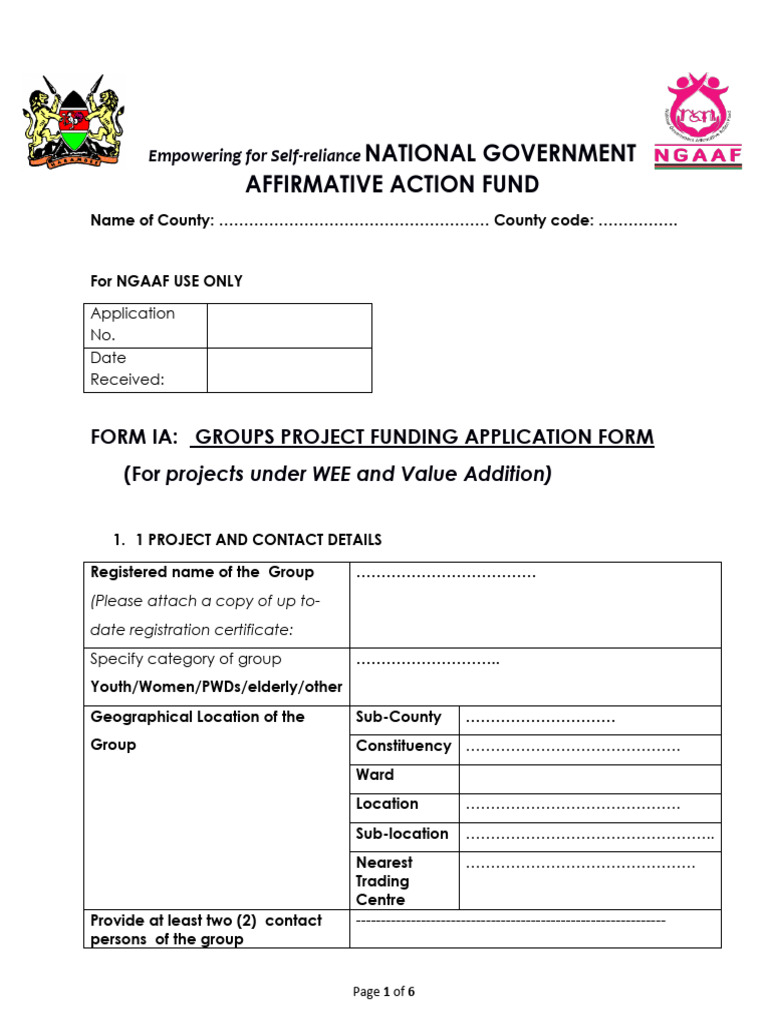 APPLICATION FORM IA - Groups Funding (Revised 2021) | PDF