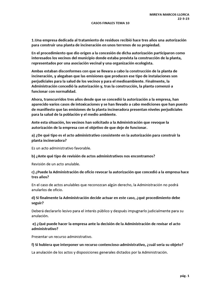 Casos Finales Tema 10 | PDF | Derecho