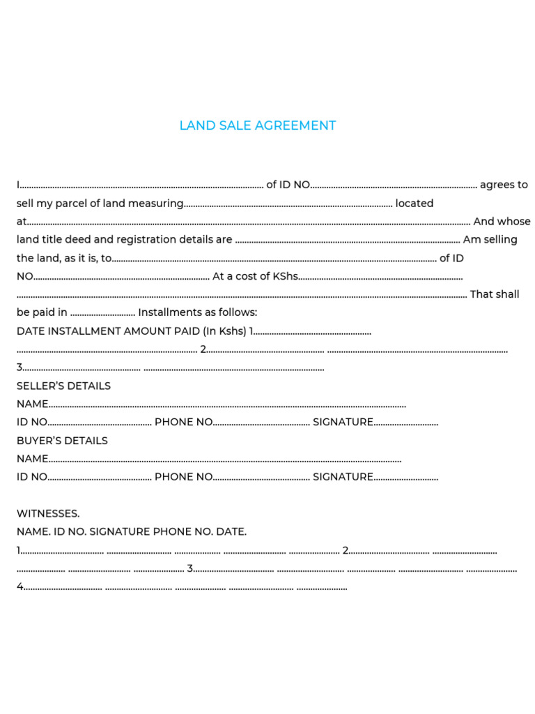 Kenya Land Sale Agreement Template | PDF | Law