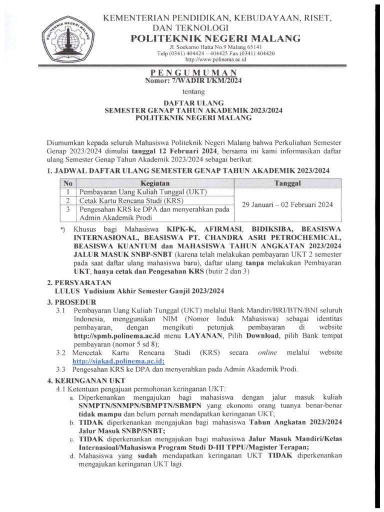 07-Pengumuman Daful Mala 2023 Genap | PDF