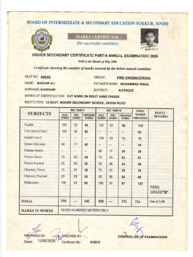 Inter Mark Sheet | PDF