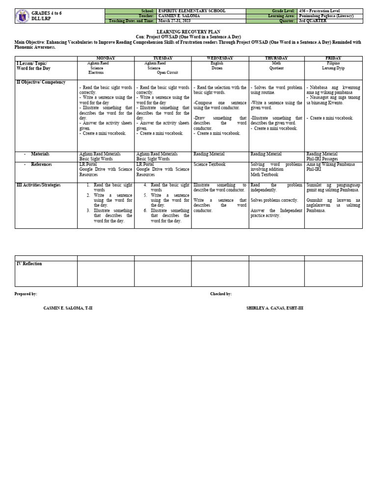Literacy Recovery Plan for Grades 4-6 | PDF | Cognitive Science ...