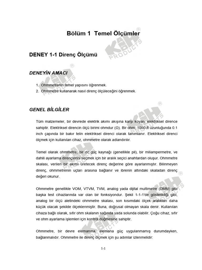 EEM - Devre Lab-I Deney Föyleri | PDF