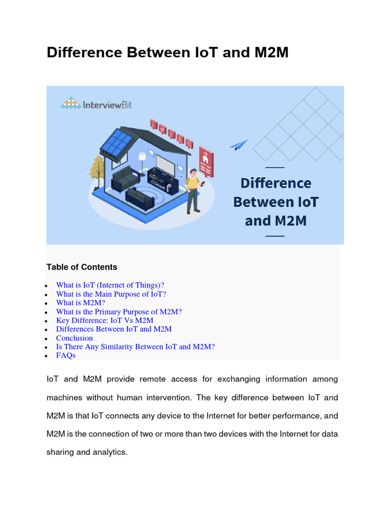 Difference Between IoT and M2M | PDF | Internet Of Things | Internet
