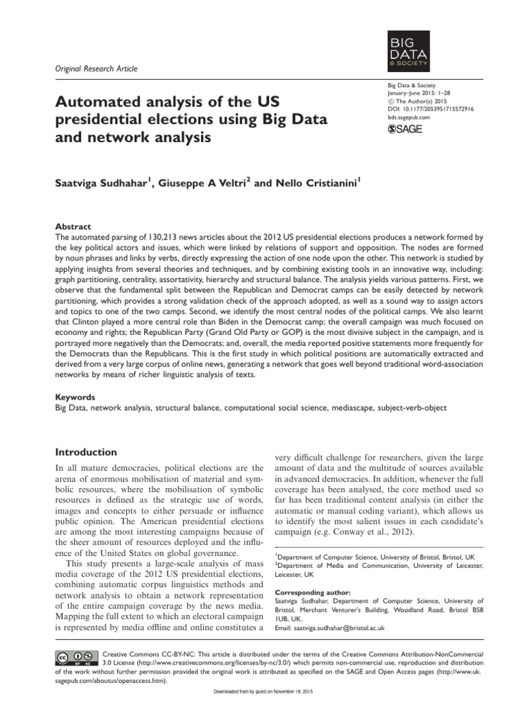 Automated Analysis of The US Presidential Elections Using Big Data and Network Analysis | PDF ...