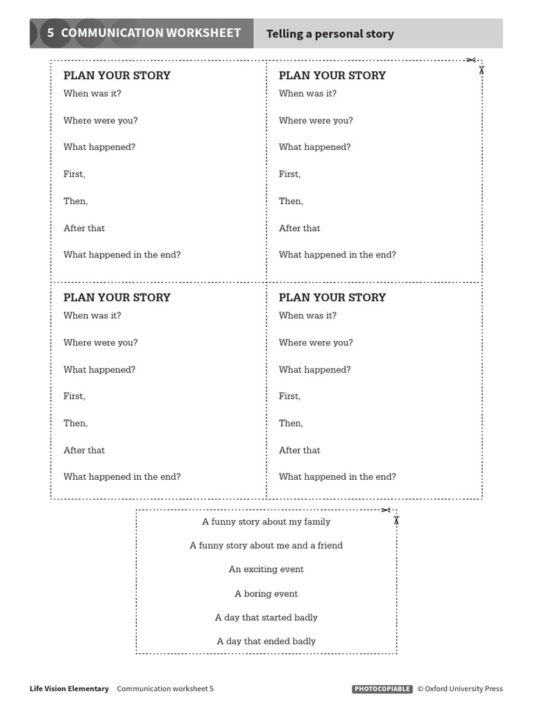 Life Vision Elem Comm Worksheet U5 | PDF