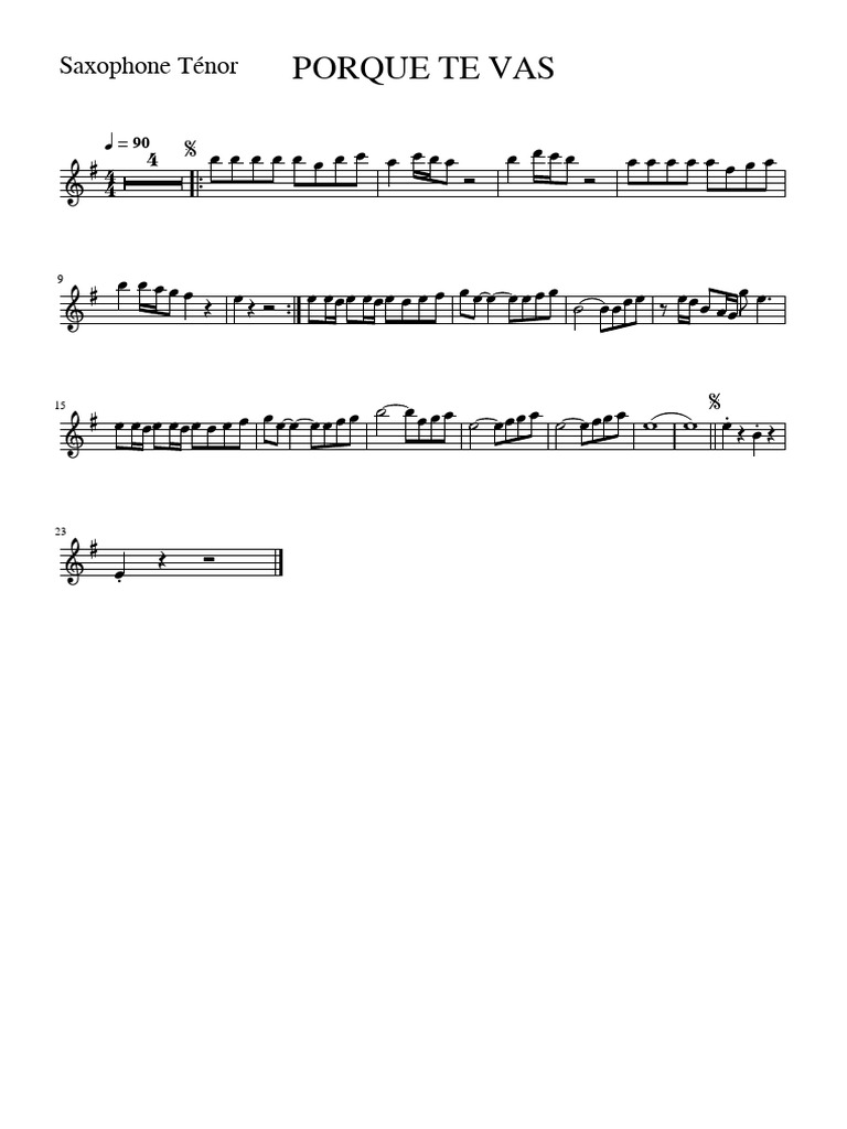 Porque Te Vas - Saxophone Score | PDF