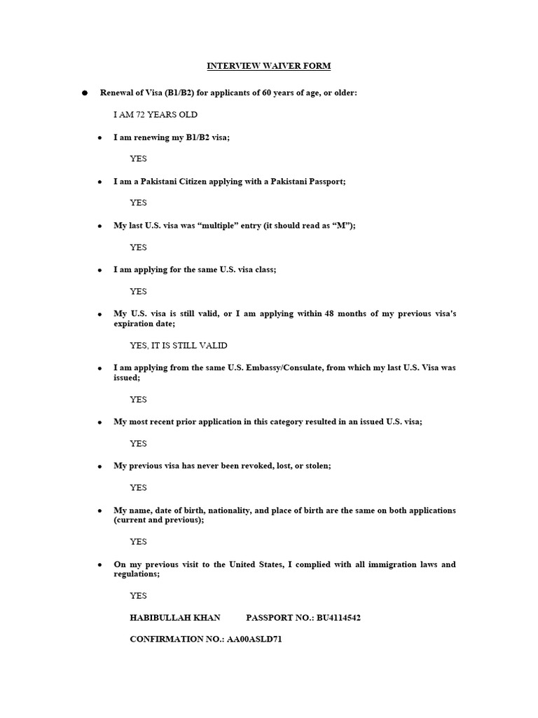 Interview Waiver Form | PDF