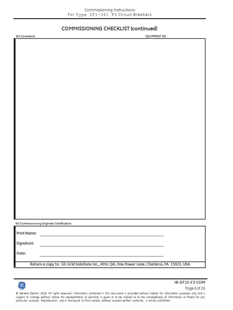 Commissioning Checklist (Continued) : Commissioning Instructions For ...