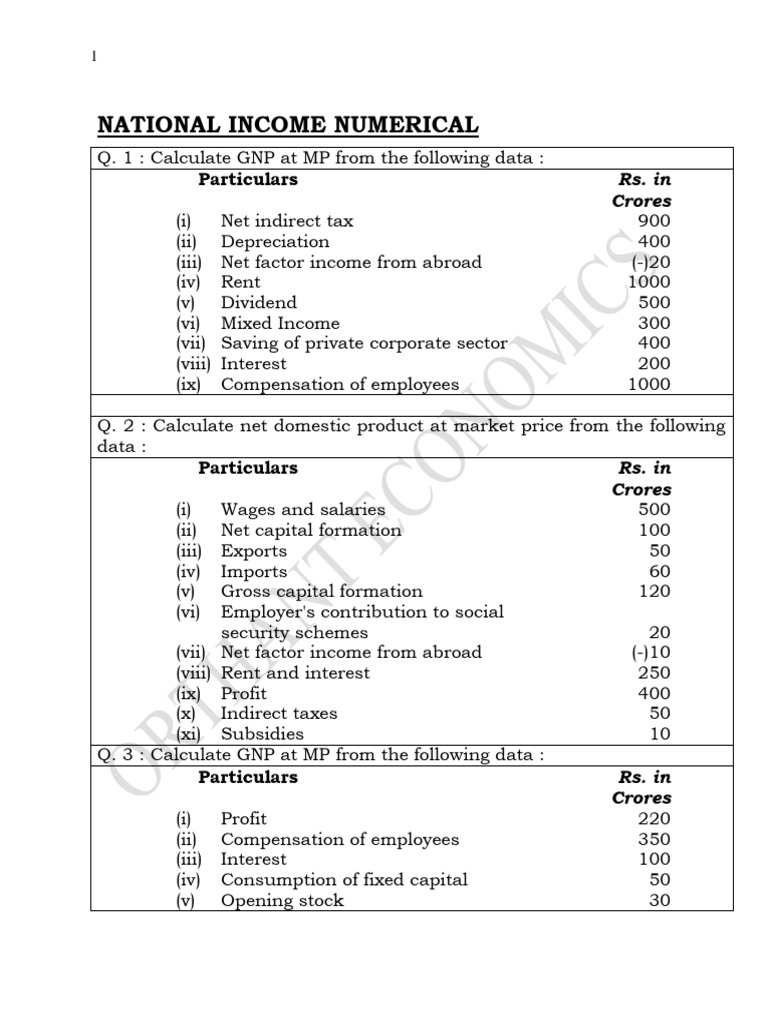 3 NATIONAL INCOME NUMERICAL | PDF