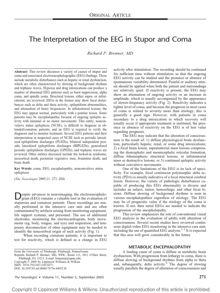 Interpretación Del EEG en Estupor y Coma. | PDF ...
