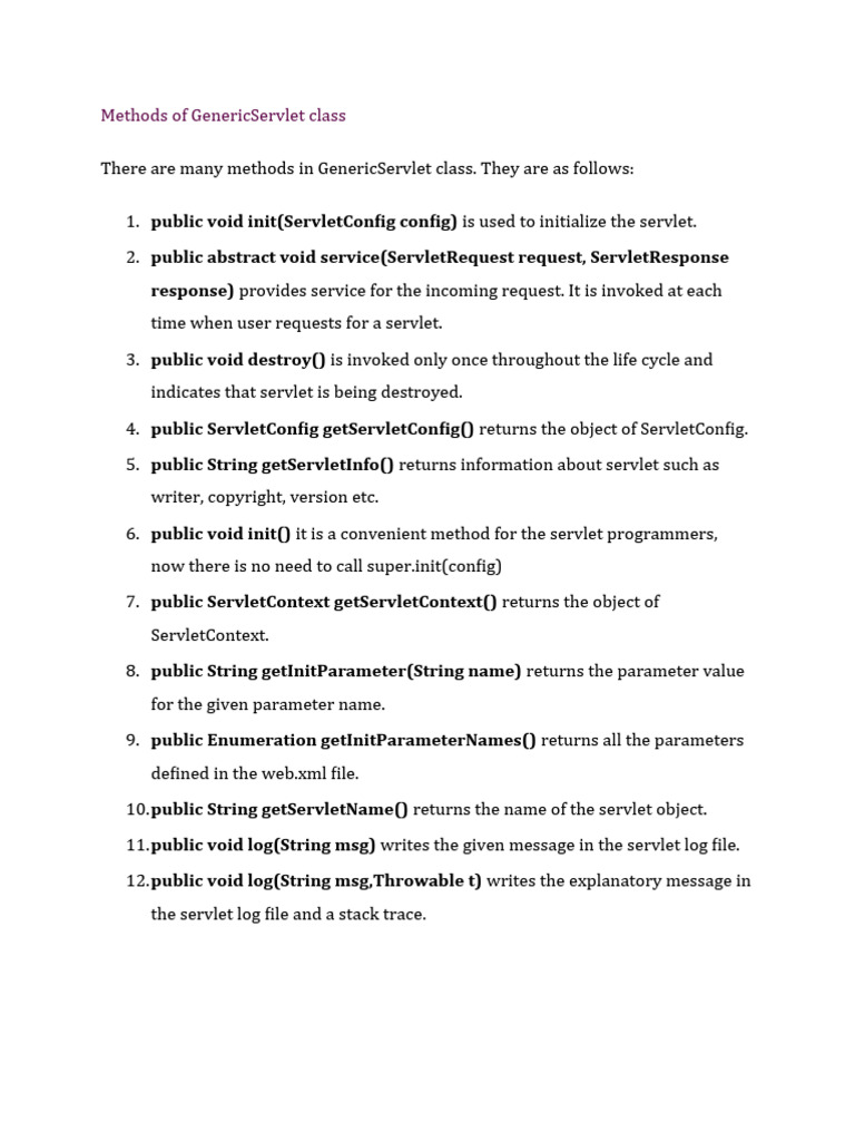 Generic Servlet | PDF Generic Servlet | PDF