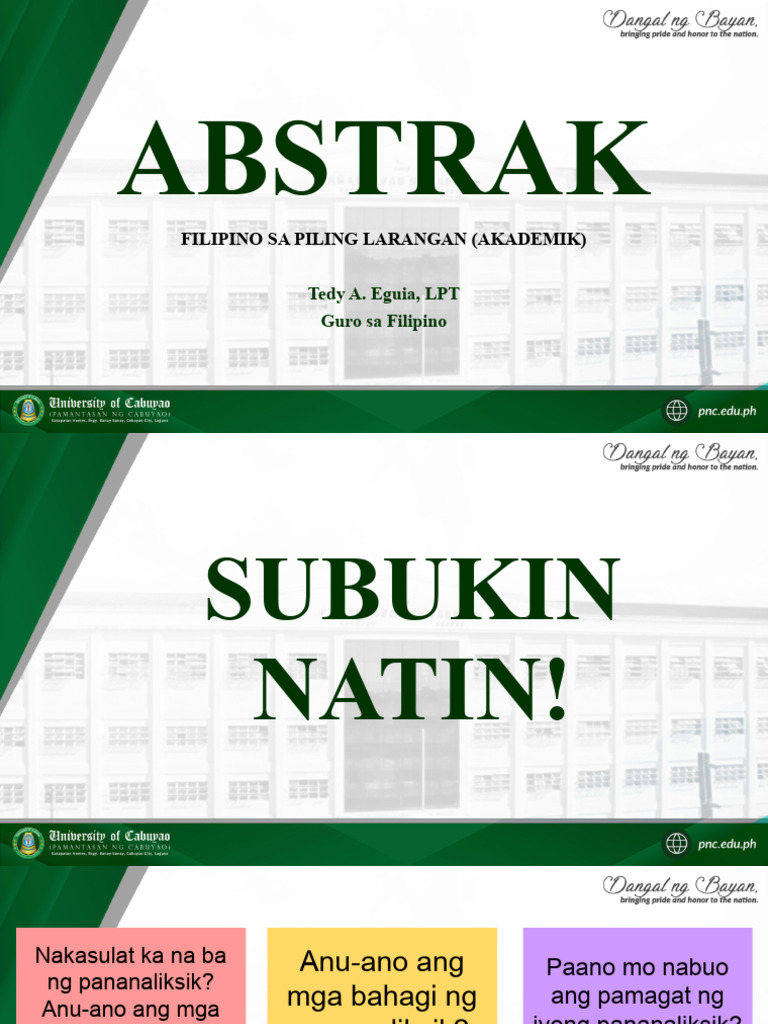 Filipino Week 3 Abstrak | PDF