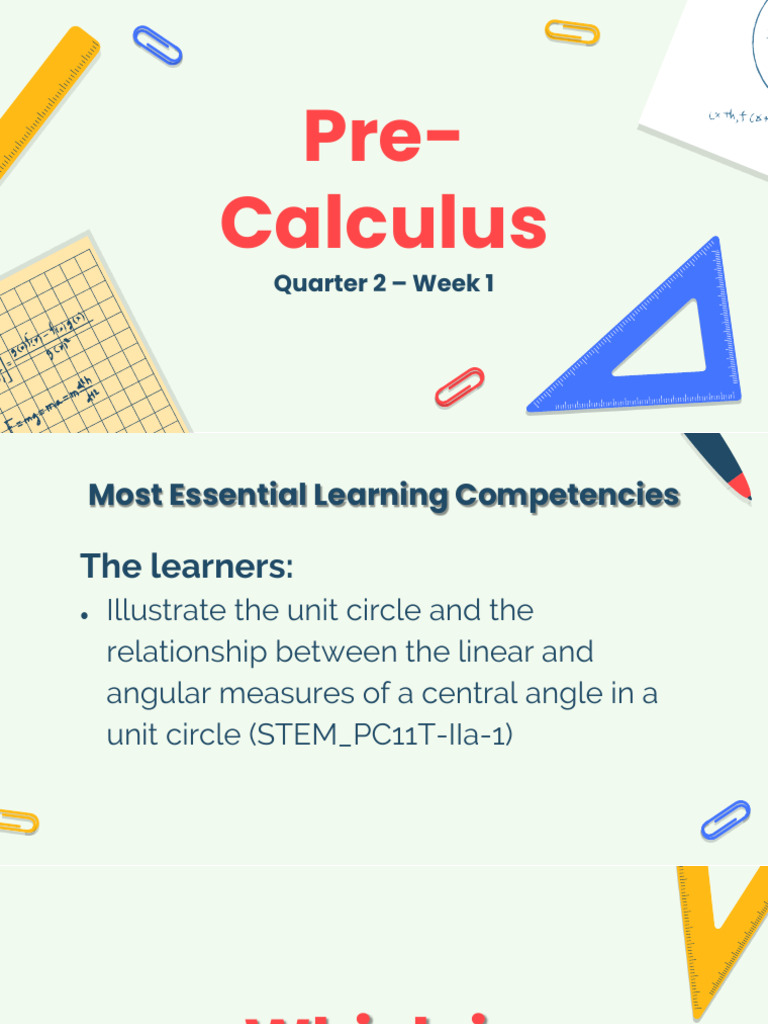 Pre-Calculus-Q2_Week-1-Unit-Circle-1 | PDF | Angle | Trigonometry