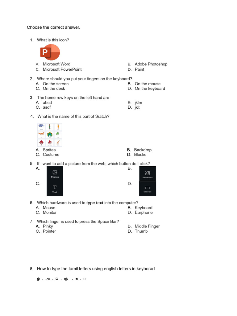 Exam Paper 1 | Download Free PDF | Computer Keyboard | Scratch ...